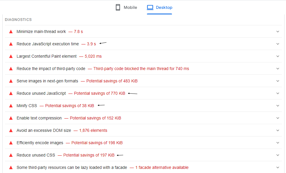 OneBlade - Site Speed Audit