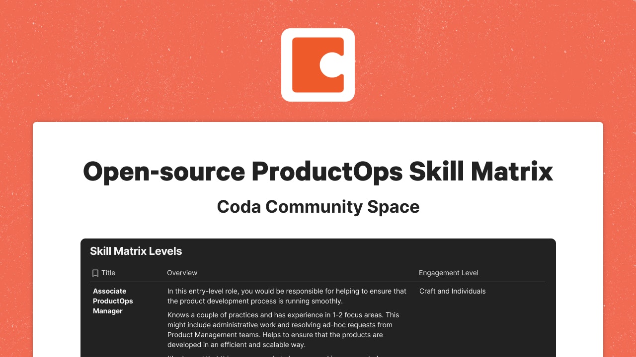 ProductOps Skill Matrix