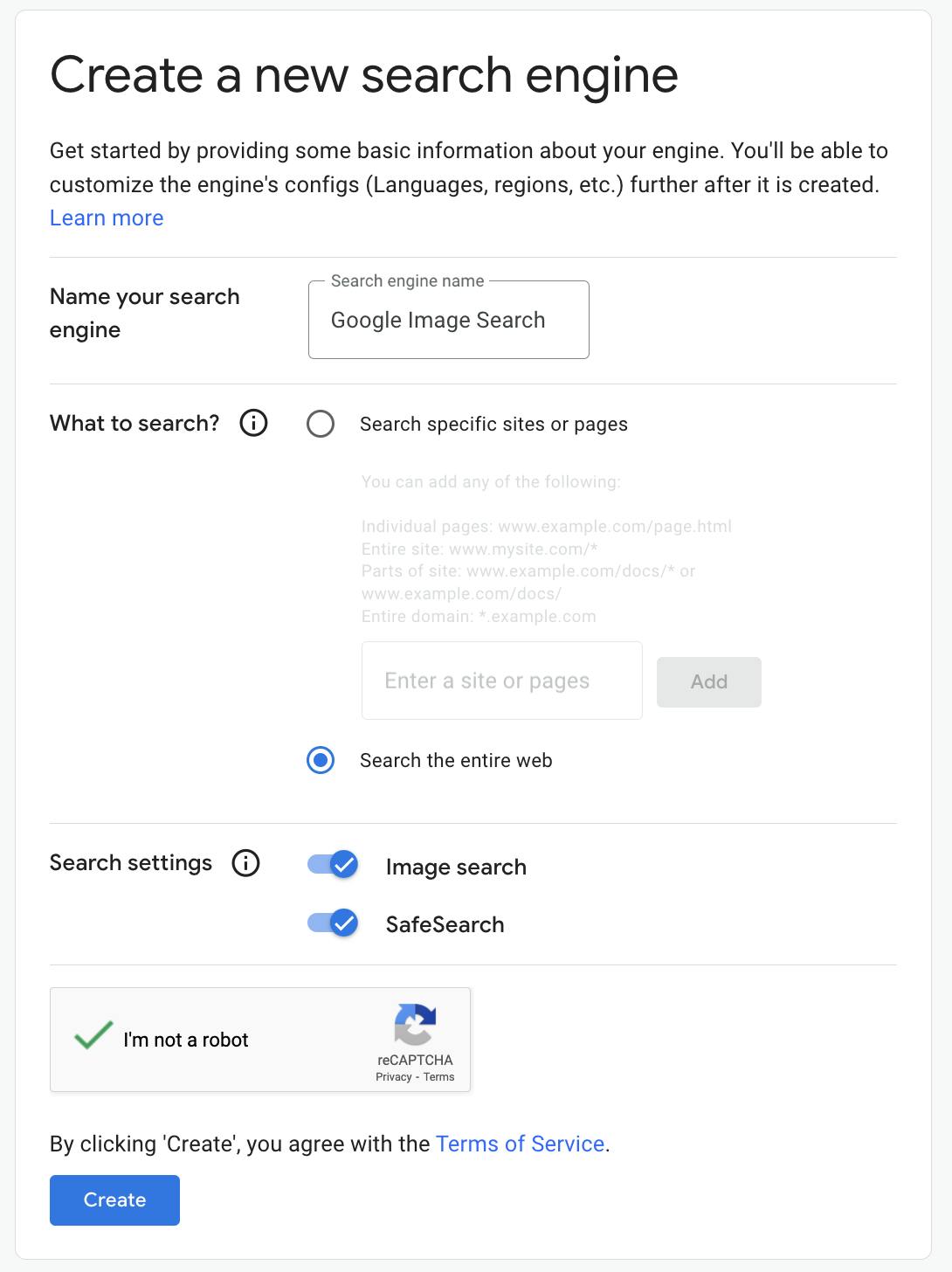 Search Engine ID and Google API Key · Google Image Search Pack Example