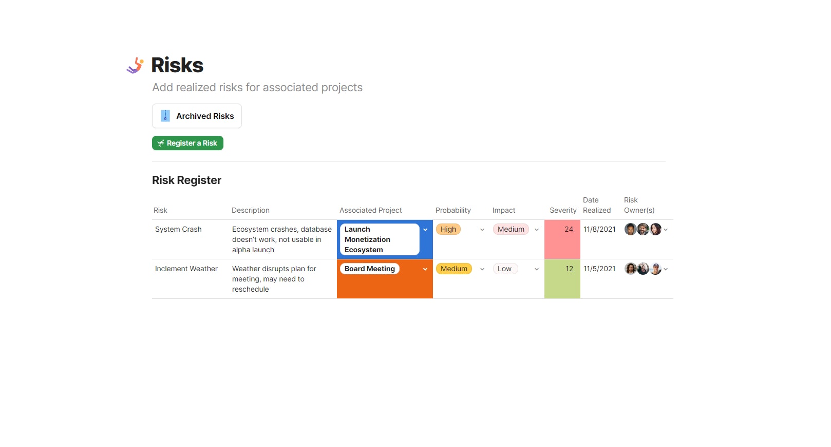 Project Management Risk Register