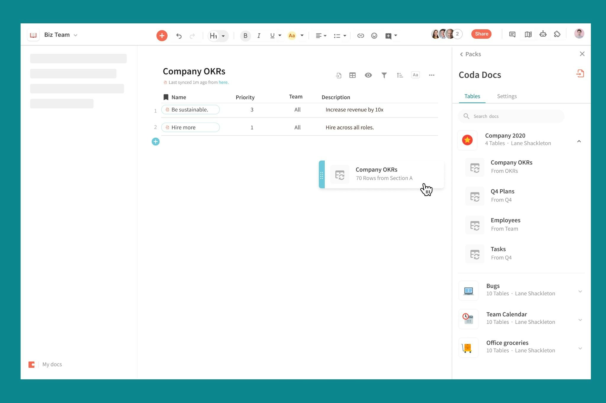 Cross doc with multiple tables